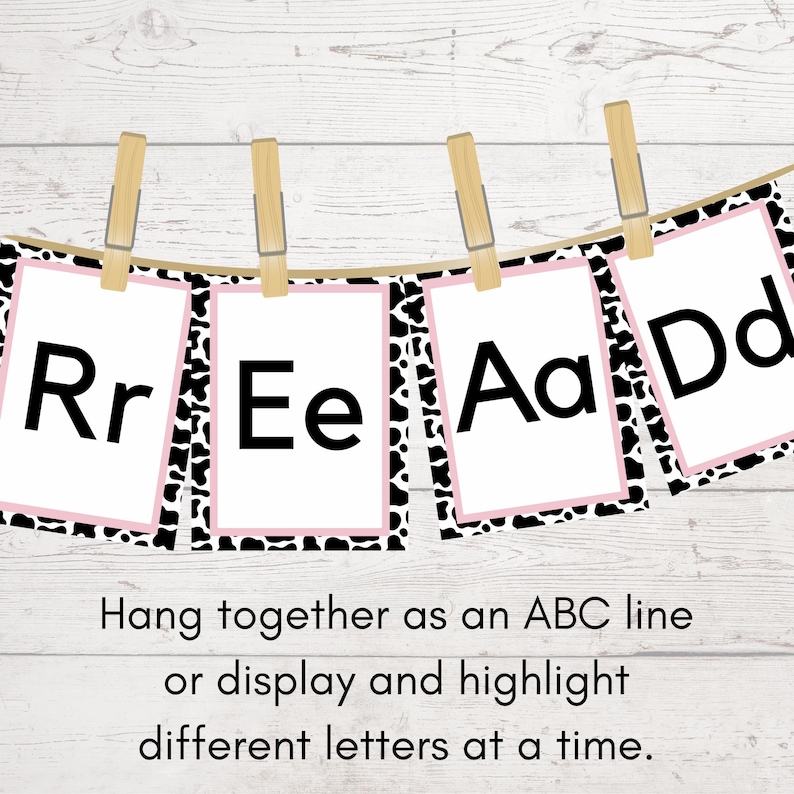 Cow Print Alphabet Posters, ABC Cards, Phonics or Reading Bulletin ...