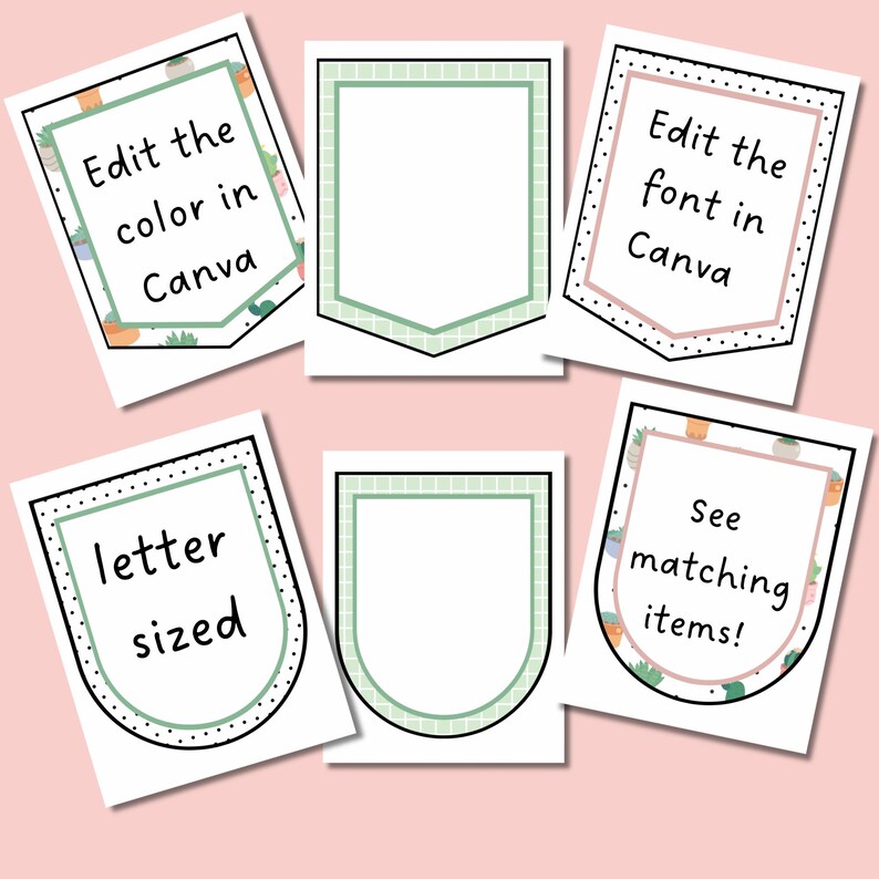Pastel Plant Pendant Banner, Editable Classroom Decor (canva Template ...