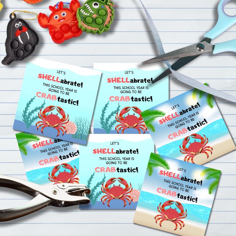 Cute Crab Printable Gift Tag or Sticker to Welcome Students Back to ...