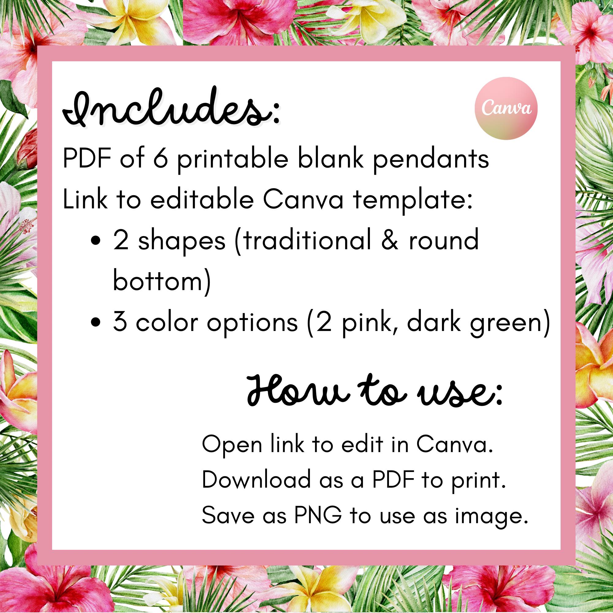 Tropical Floral Pendant Banner, Editable Classroom Decor (canva ...