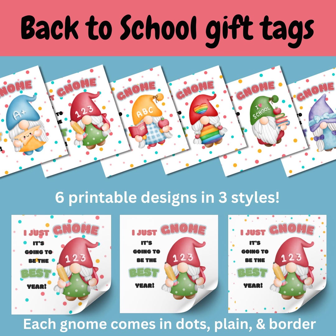 Printable Gift Tag With Cute Gnomes for a Great Year, Bookmark or ...