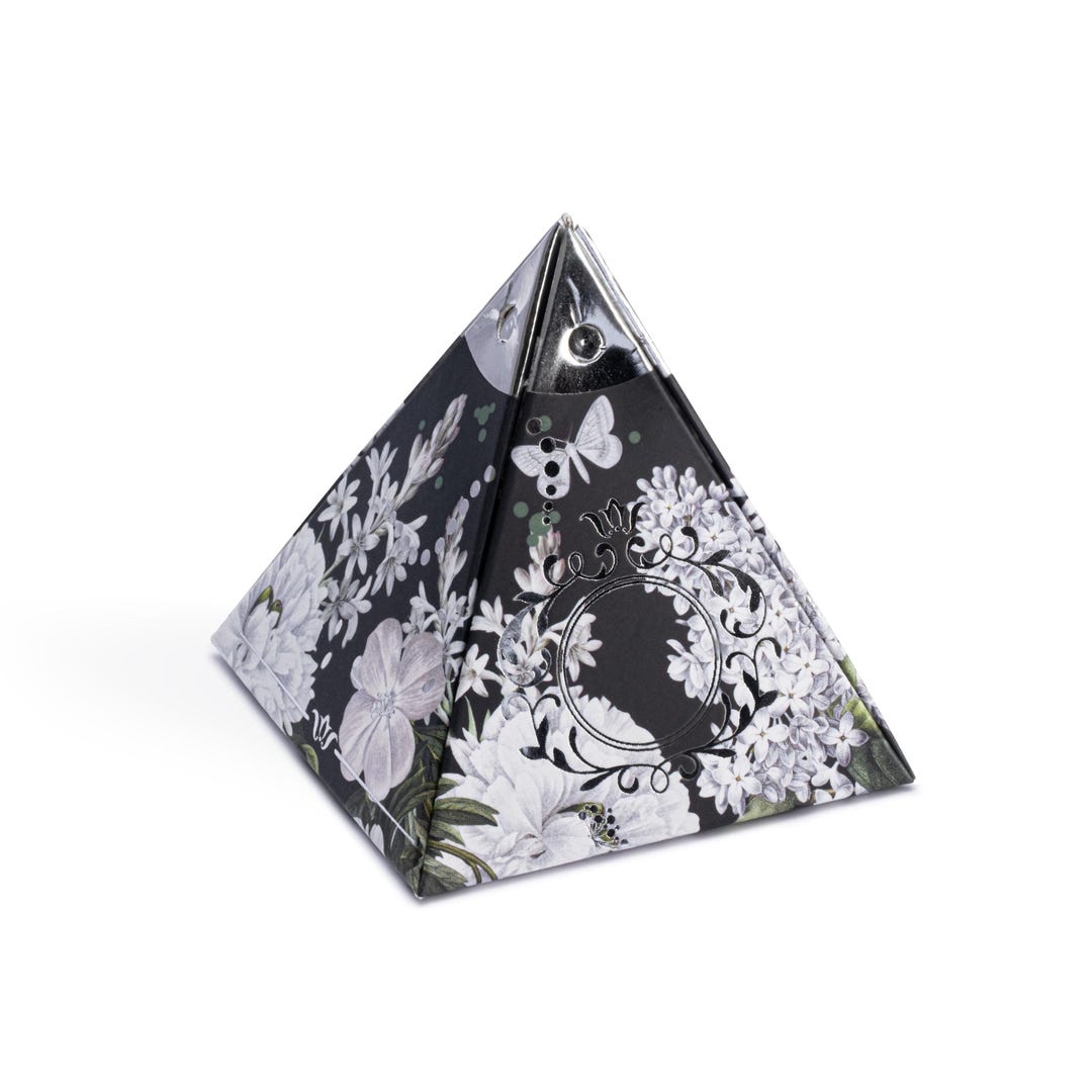 Smoky Floral Silver Pyramid Favor Box – Baptism Gift or Elegant Candy ...