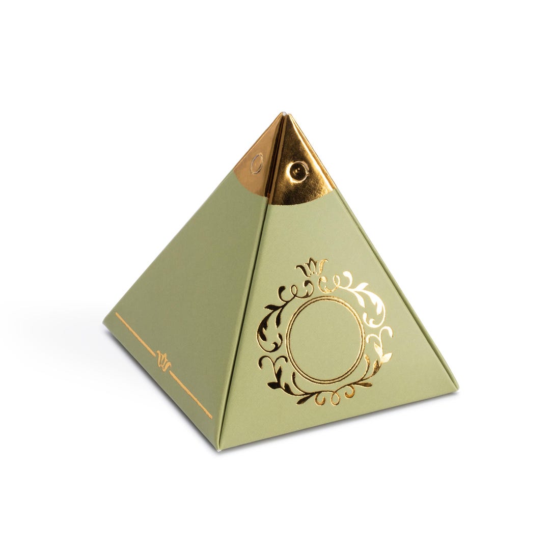 Green & Gold Pyramid Favor Box – Elegant Baby Gift for Baptisms and ...