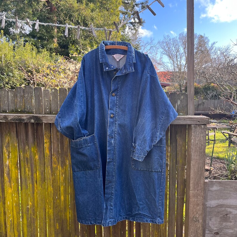 90s Oversize Denim Duster Coat - Etsy