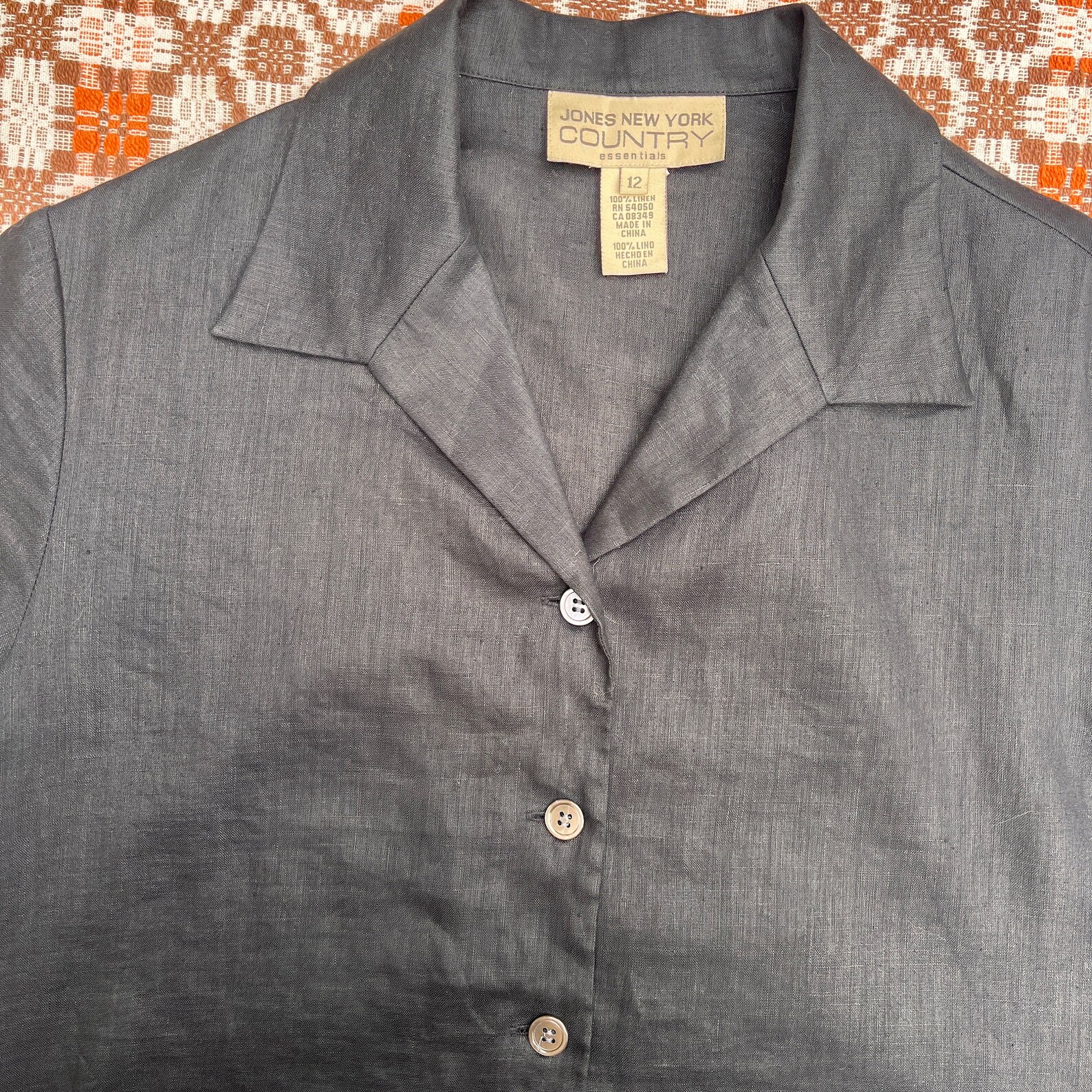 90s Boxy Black Linen Button-up Top - Etsy