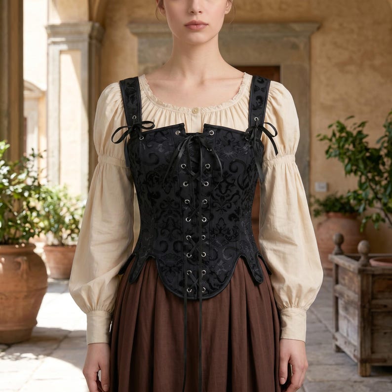 Floral Renaissance Corset Top, Lace up Bodice, Cottagecore Fairycore ...