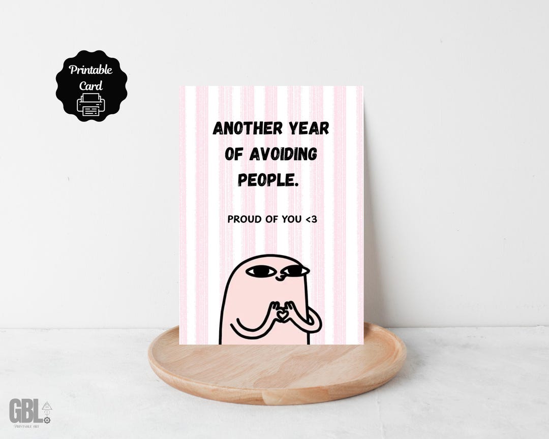 Meme Birthday Card Funny Printable B-day Card for Your Introvert Friend ...