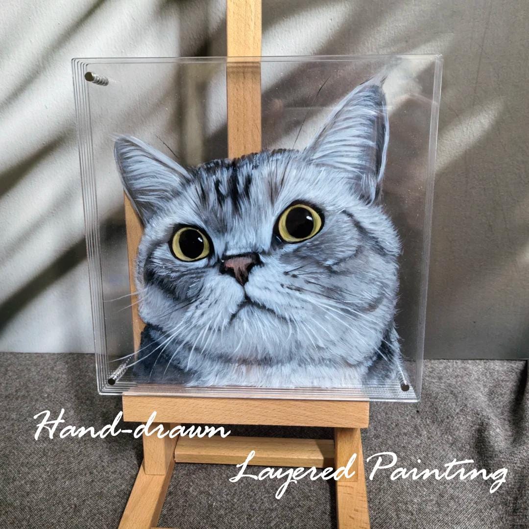 Personalized Layered Pet Portrait, Custom 3D Dog Cat Painting, Perfect ...