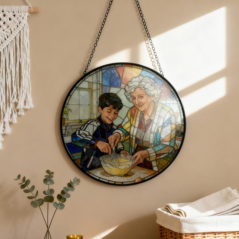 Personalized Stained Glass Portrait, Hand Painted Ornament, Unique ...