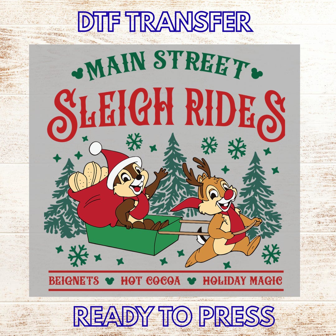 Main Street Sleigh Rides DTF Transfer Ready to Press Iron on | Disney ...