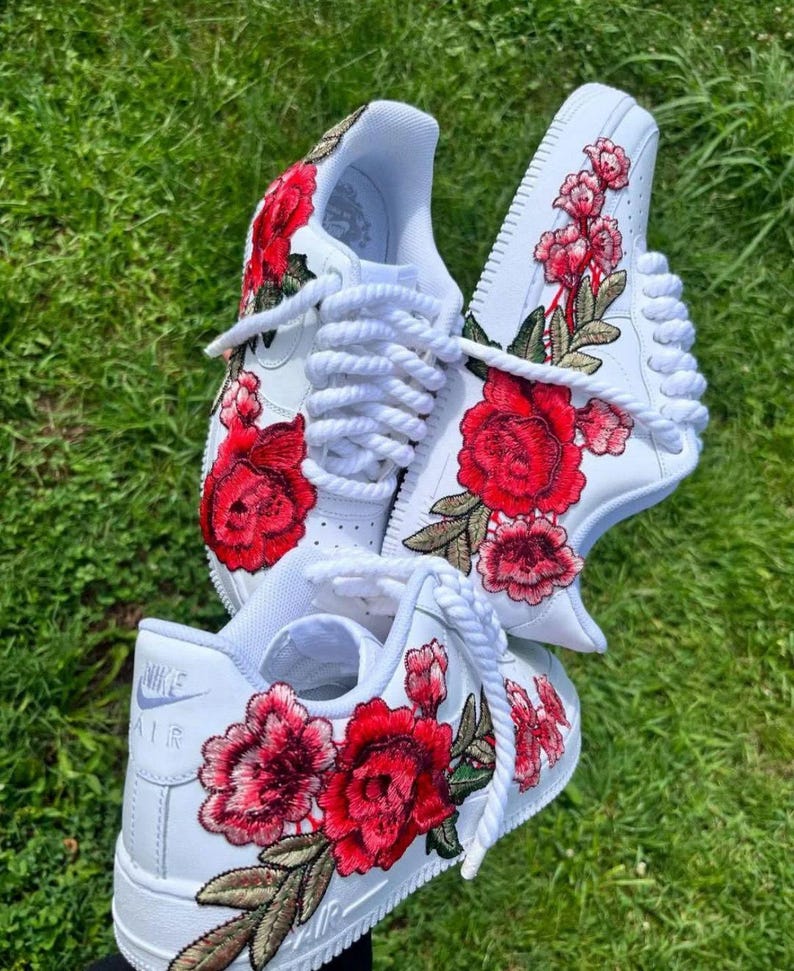Nike Air Force 1 Custom Red Rose Sneaker - Etsy