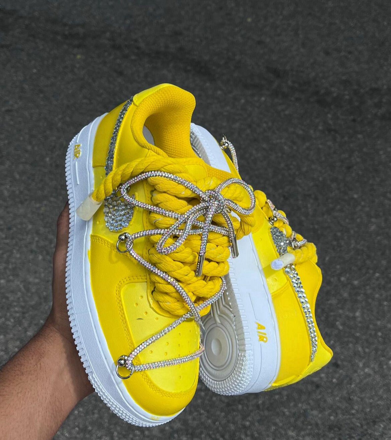 Nike Air Force 1 Golden Yellow Diamond Swoosh - Etsy
