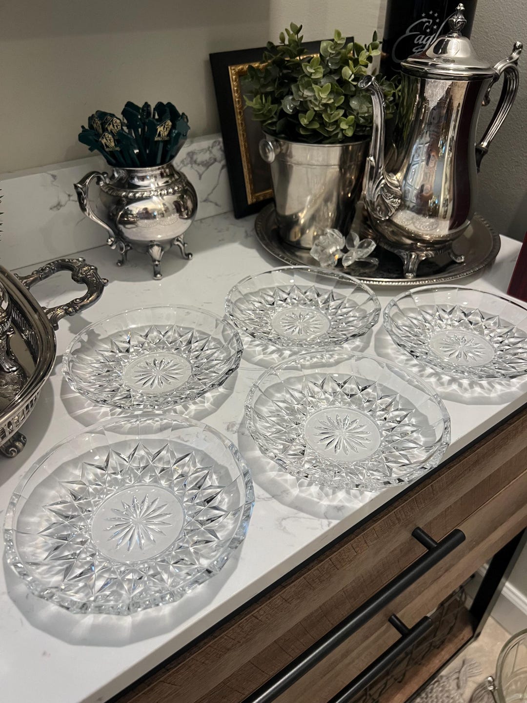 Vintage Val St. Lambert Crystal Plate: Etched Starburst "imperial ...