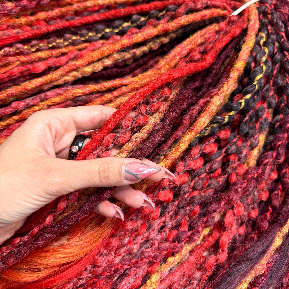 Soft Red Braid-in Dreads With Curls, Double-ended Synthetic Crochet ...
