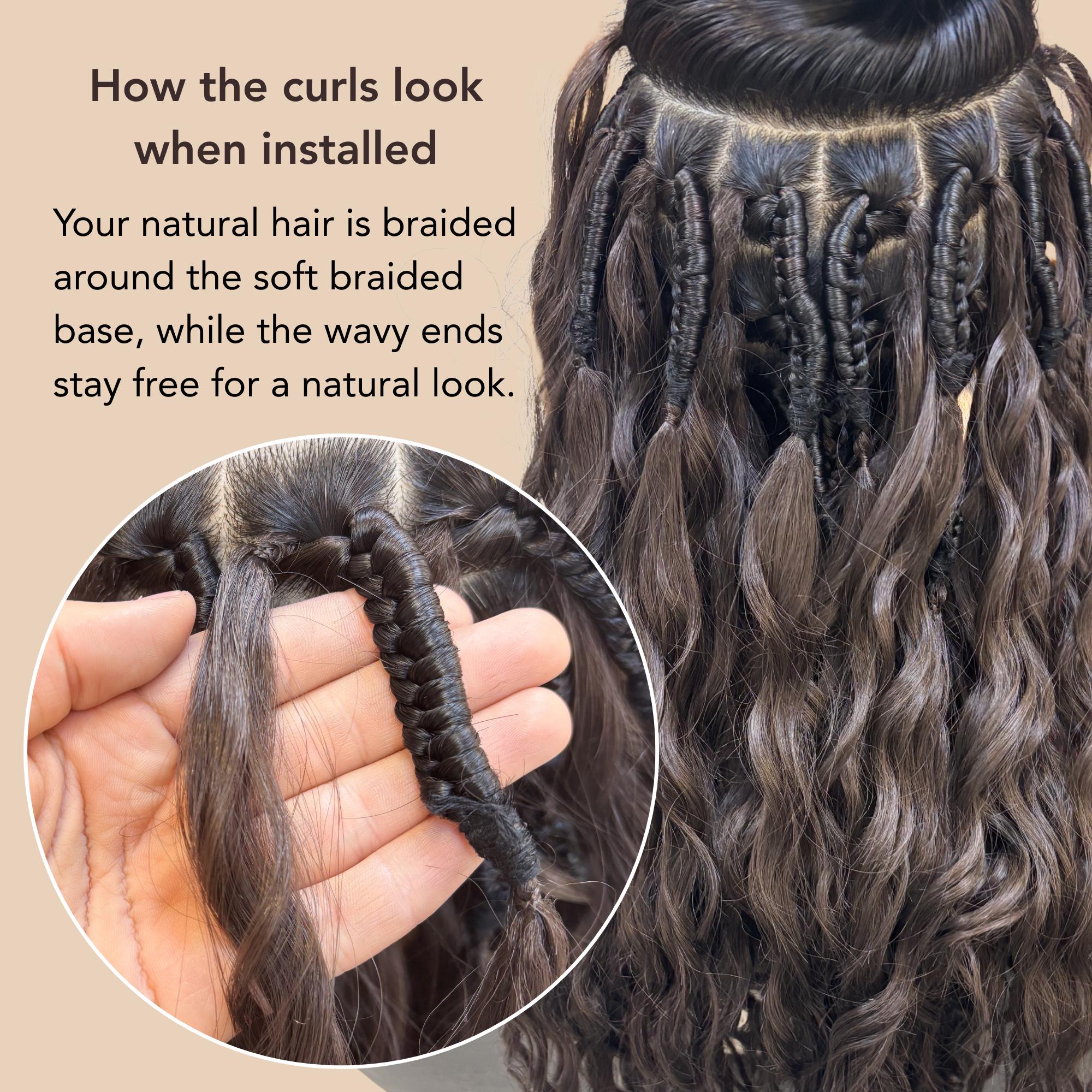 Rainbow Braid in Locs With Curls, Synthetic Pre Braided Curly Hair ...