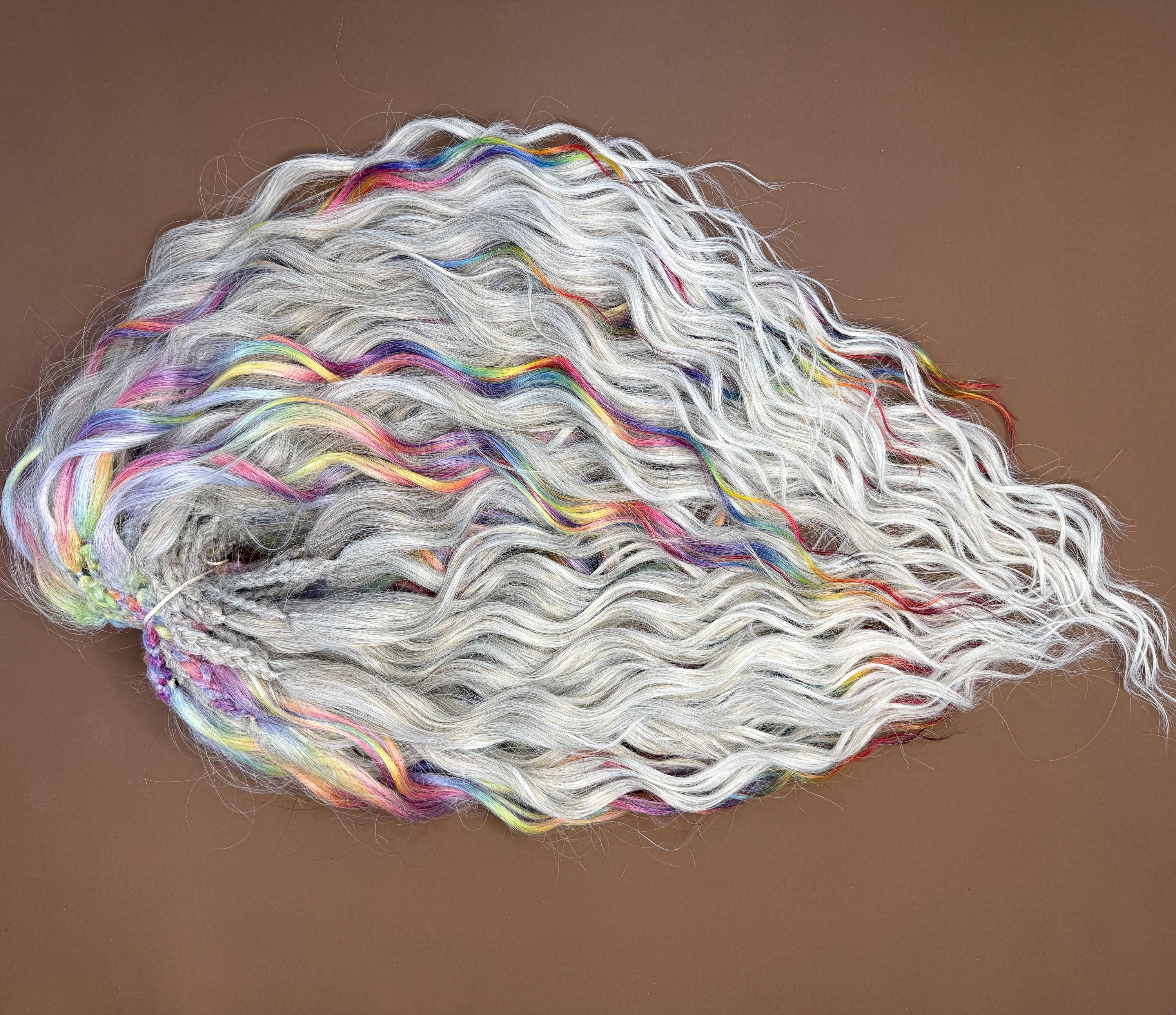 Rainbow Braid in Locs With Curls, Synthetic Pre Braided Curly Hair ...