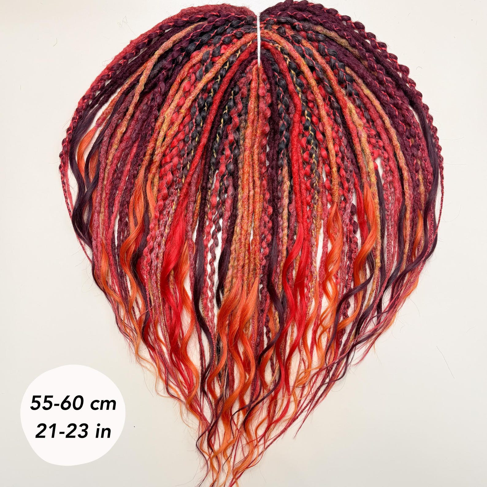 Soft Red Braid-in Dreads With Curls, Double-ended Synthetic Crochet ...