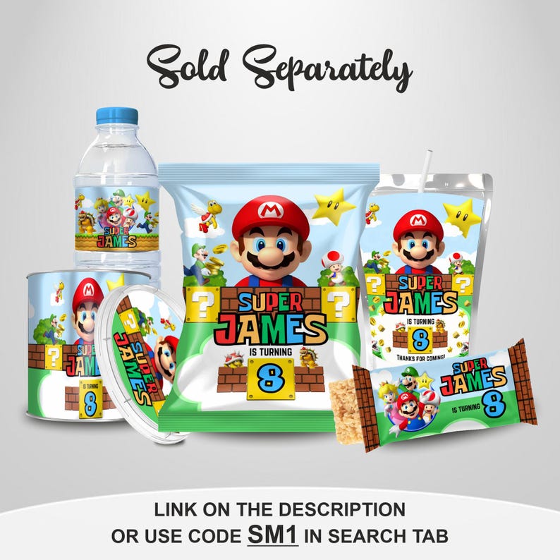 Mario Bros Birthday Lollipop Label Mario Theme Party Super Mario Invite ...