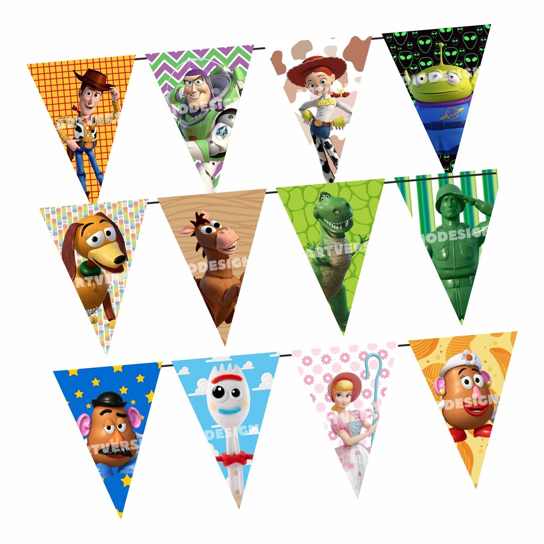 Toy Story Birthday Bunting Woody Anime Theme Party Garland Flag Cowboy ...
