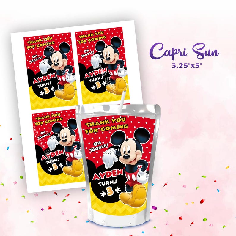 Mickey Mouse Favor Bundle Minnie Anime Theme Birthday Favours Printable ...