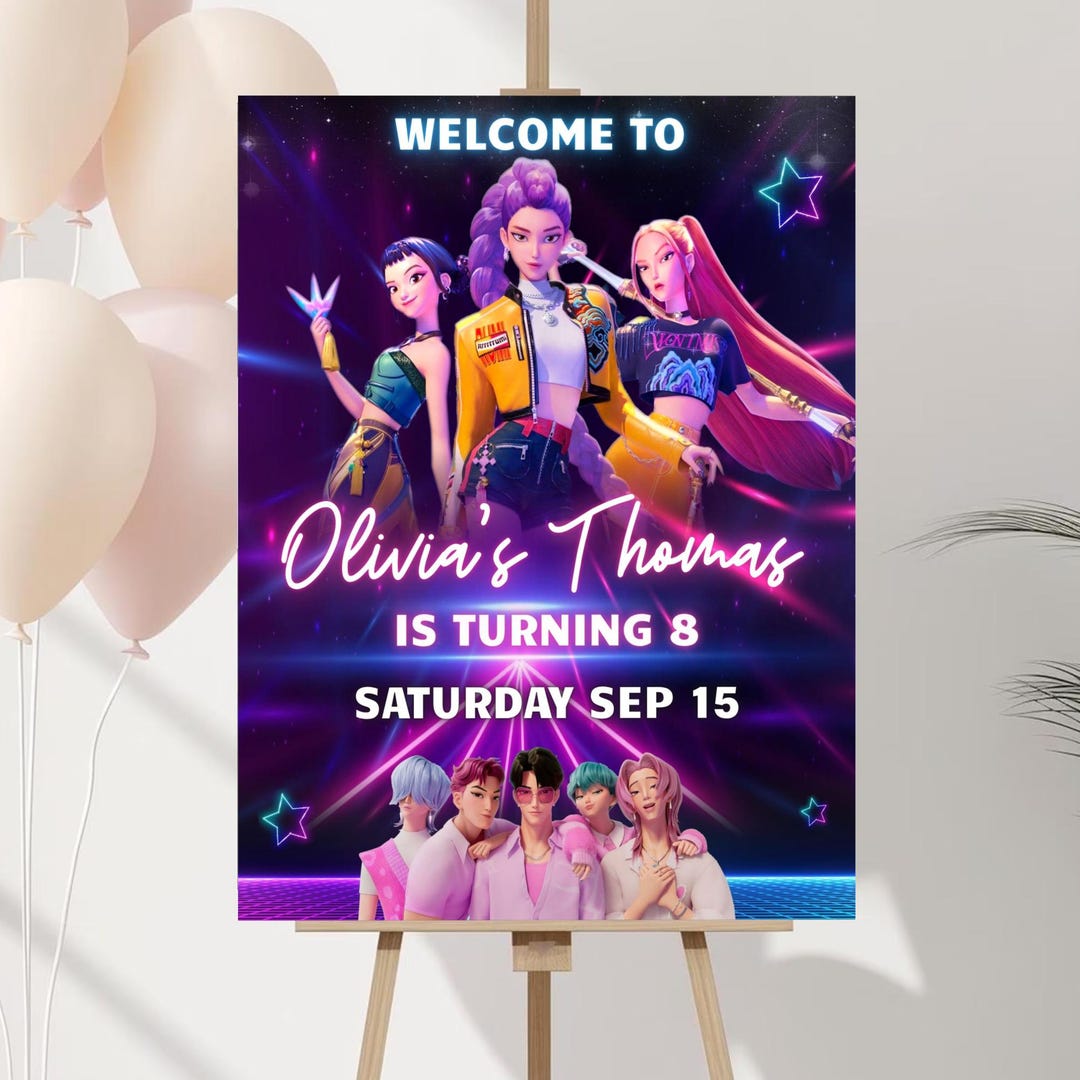 Kpop Demon Hunters Welcome Sign Kpop Anime Theme Party Decor Kpop ...