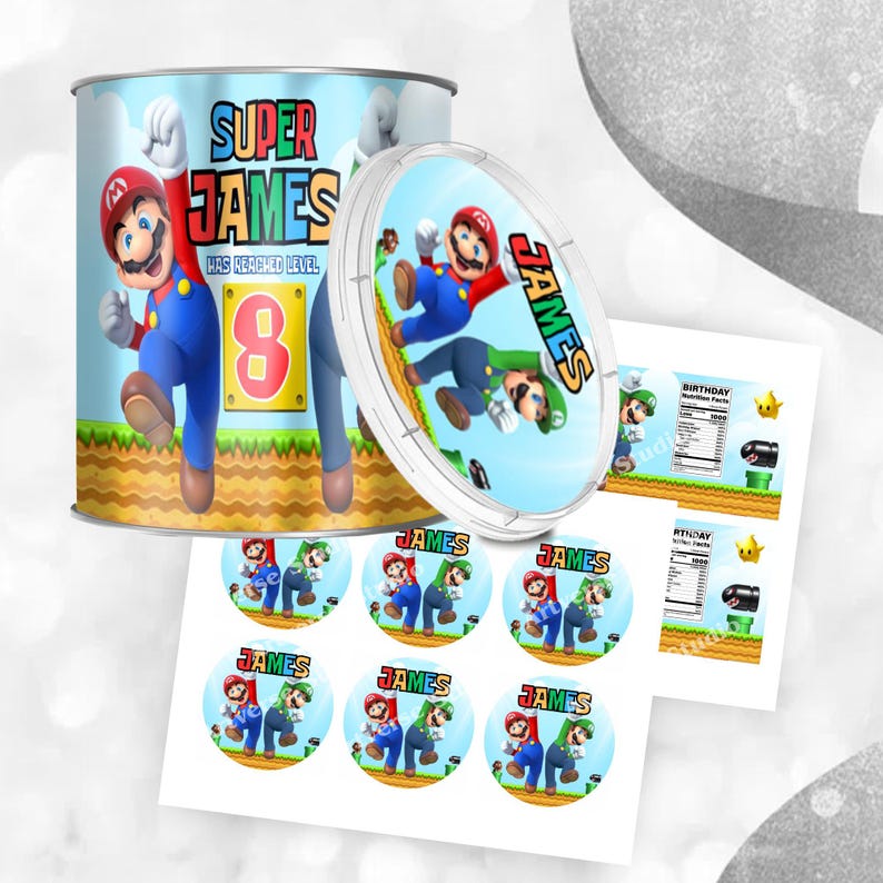 Mario Bros Birthday Pringle Label Mario Theme Party Super Mario Invite ...