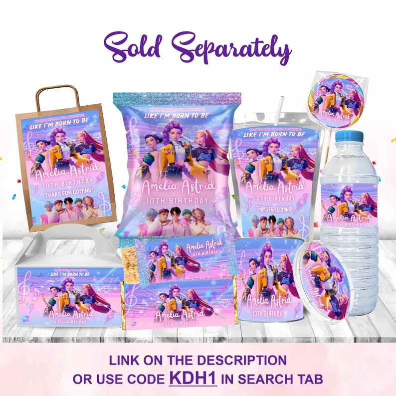 Chip Bag Label Kpop Demon Hunter Party Favor Label Kpop Anime Theme ...