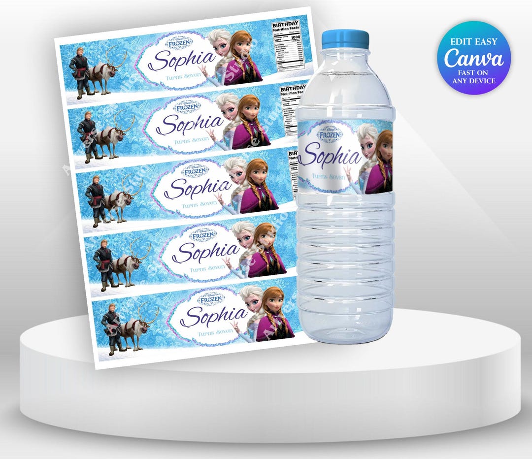 Elsa Birthday Bottle Label Frozen Party Girl 7th Birthday Party Favor ...