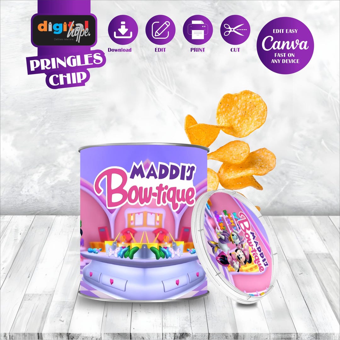 Minnie Bowtique Pringles Label Mickey Mouse Anime Theme Birthday Favor ...