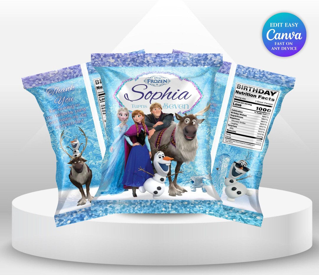 Elsa Birthday Chip Bag Label Frozen Party Girl 7th Birthday Party Favor ...