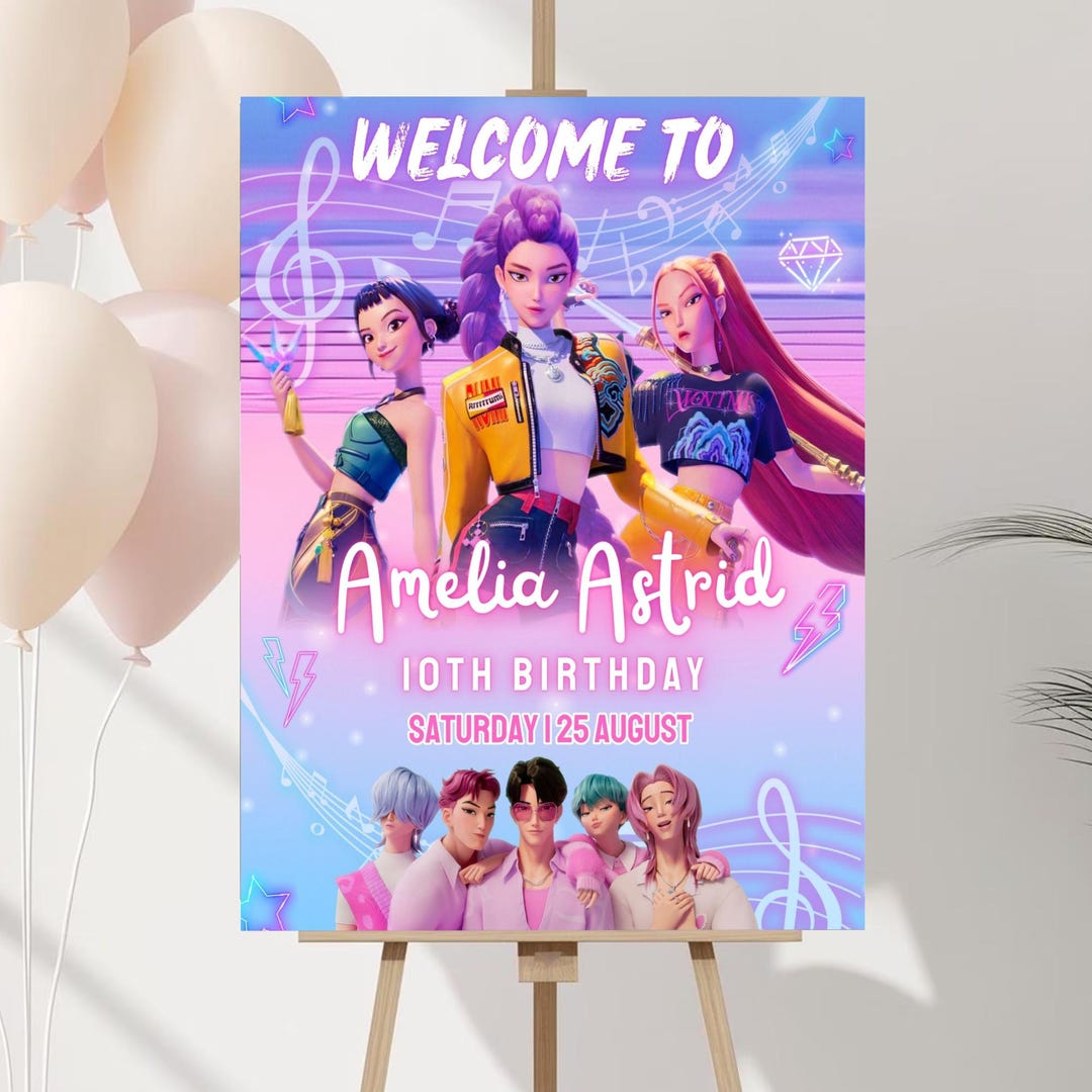 Kpop Demon Hunters Welcome Sign Kpop Anime Theme Party Decor Kpop ...