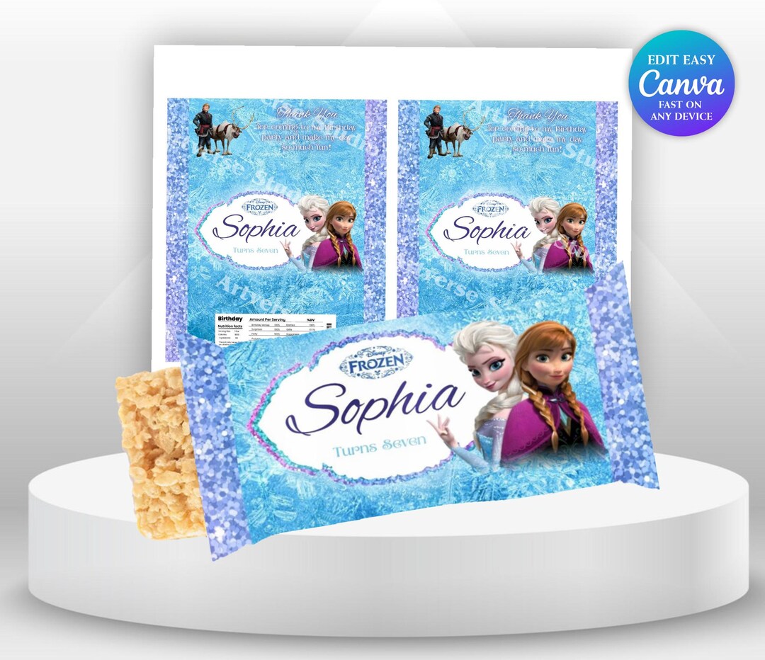 Elsa Birthday Rice Krispies Label Frozen Party Girl 7th Birthday Party ...