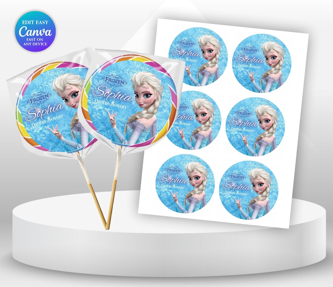 Elsa Birthday Lollipop Label Frozen Party Girl 7th Birthday Party Favor ...
