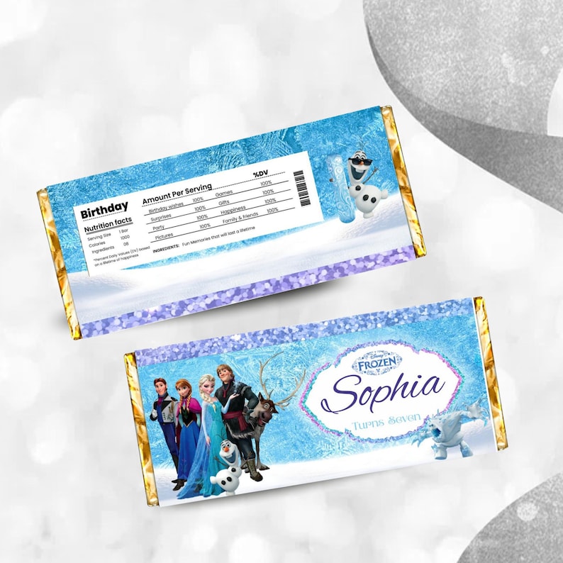 Elsa Birthday Chocolate Bar Labels Frozen Party Girl 7th Birthday Party ...