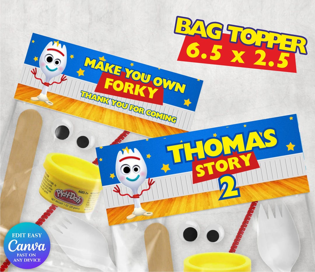 Toy Story Forky Make Your Own Printable Bag Toppers Editable Canva ...