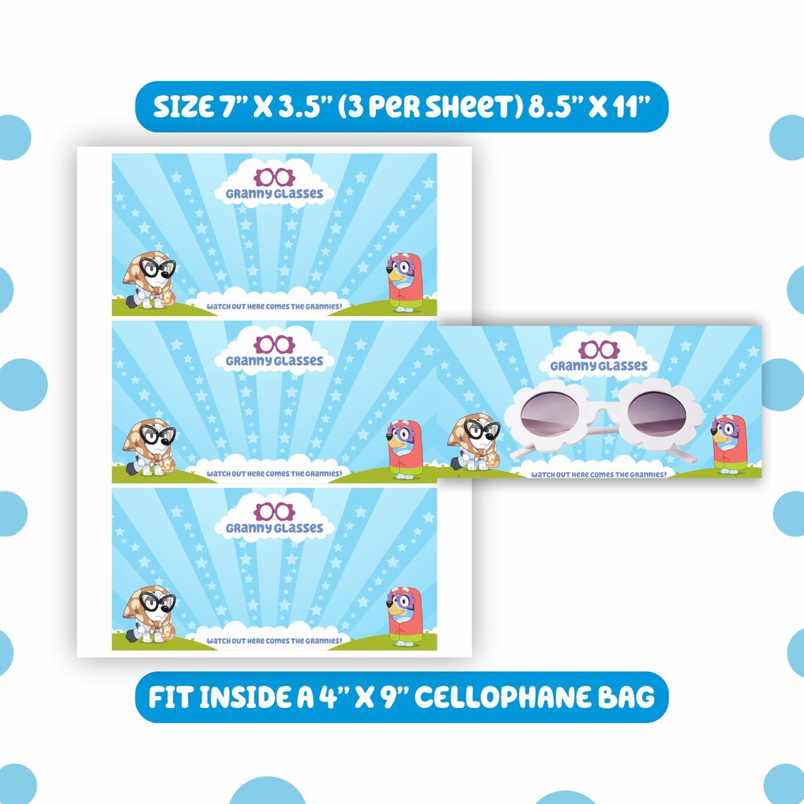 14 Blue Party Favor Printable Girl Birthday Treat Bundle Blue Dog ...