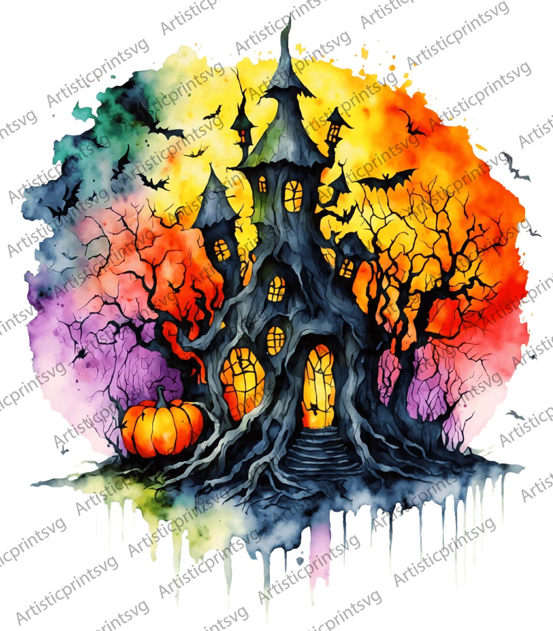 Halloween Watercolor Png, Watercolor Halloween Clipart, Spooky Clip Art ...