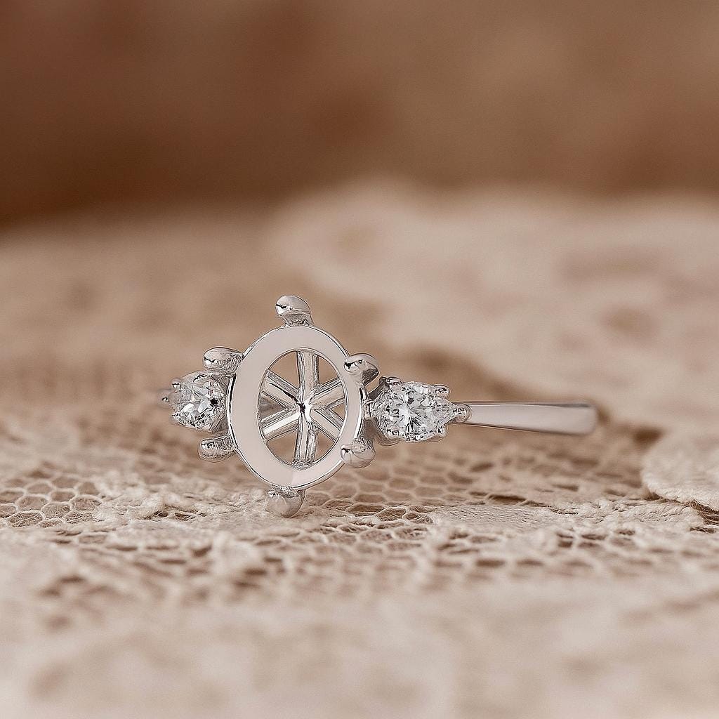 Custom Engagement Ring Setting Without Centre Diamond Custom Semi Mount ...