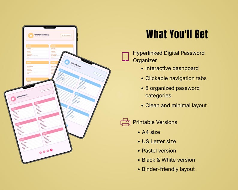 Password Tracker Bundle, Printable Password Log Binder, Digital ...