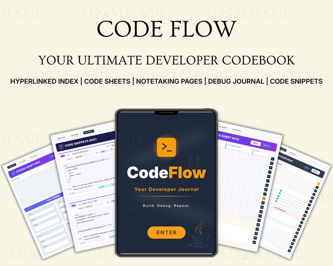 Developer Digital Planner Hyperlinked PDF Coding Journal With Bug ...