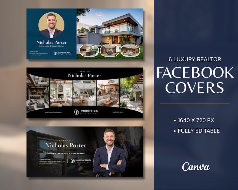 Premium Real Estate Canva Facebook Cover | Realtor Banner Template ...