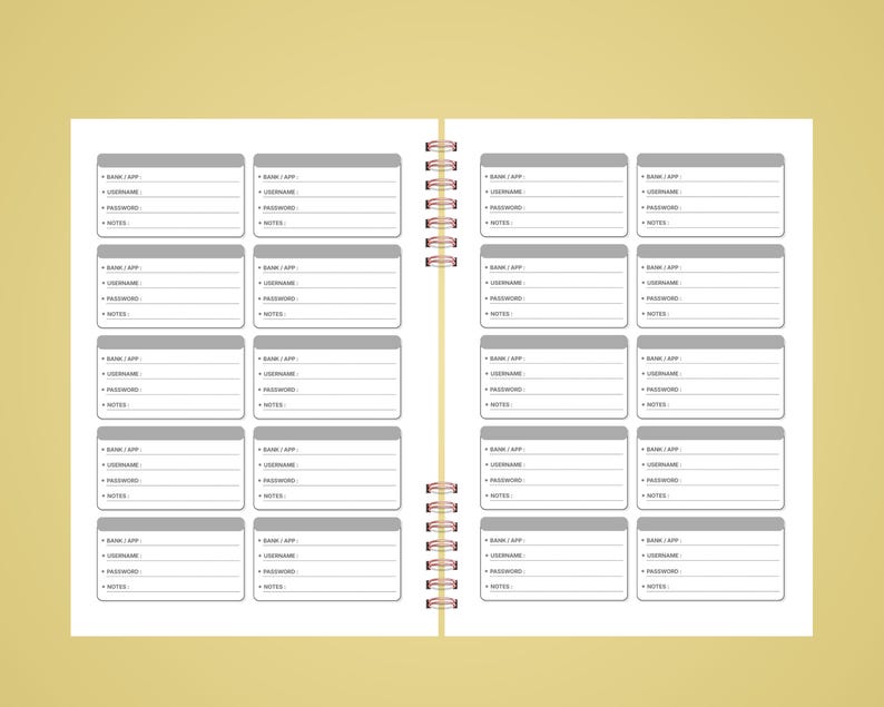 Password Tracker Bundle, Printable Password Log Binder, Digital ...