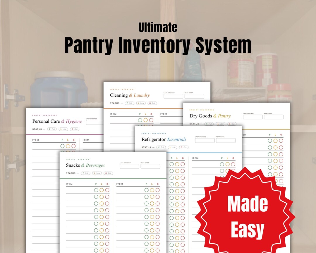 Pantry Inventory Printable for Busy Moms | Kitchen Stock Tracker | Food ...