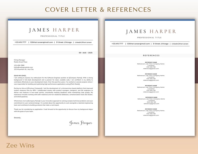 ATS Friendly Resume Template Word, Pages, Google Docs, Canva Ats Resume ...