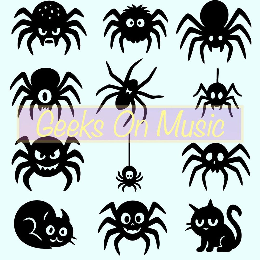 Halloween Spider & Cat Clipart Set, Vector Graphics (digital Download ...