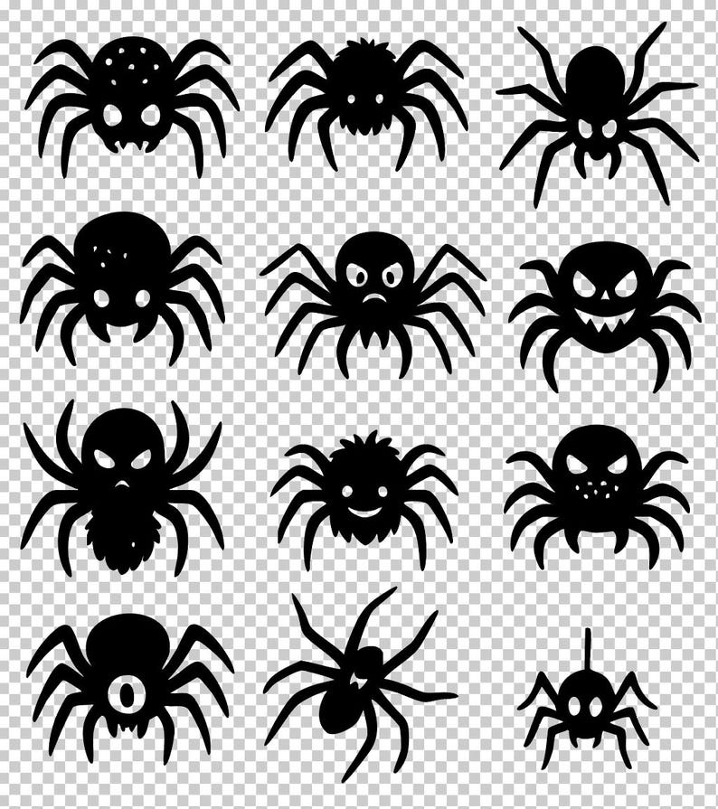 Halloween Spider Clipart Set: 12 Vector Spider Designs (digital ...