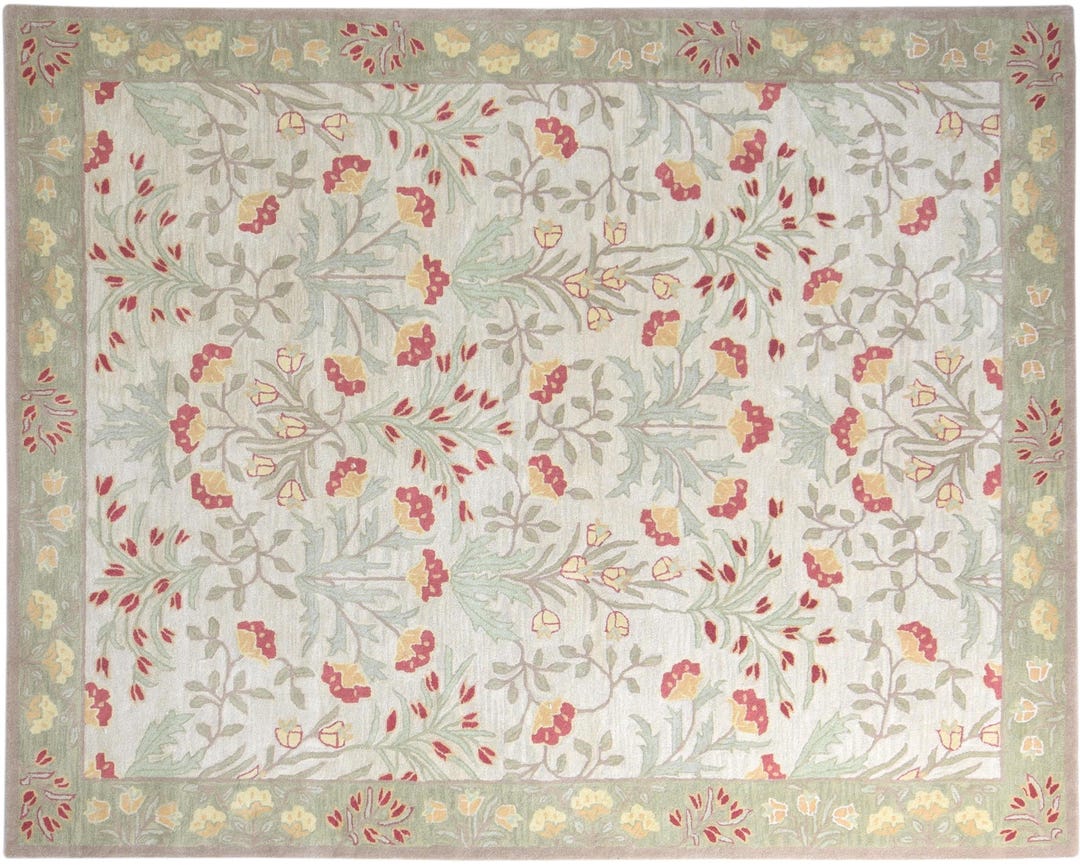 Cottagecore Wool Rug, Botanical Floral Pattern (hand Tufted) - Etsy