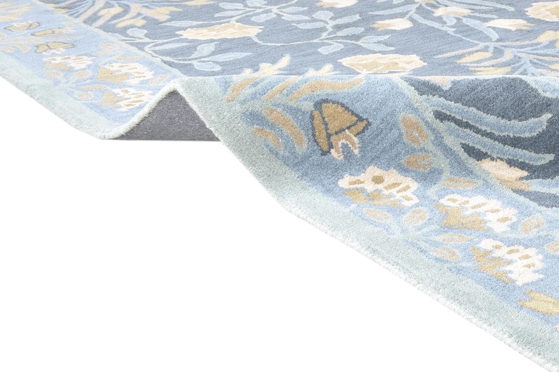Cottagecore Wool Rug, Botanical Floral Pattern, Soft Cushioned Feel ...