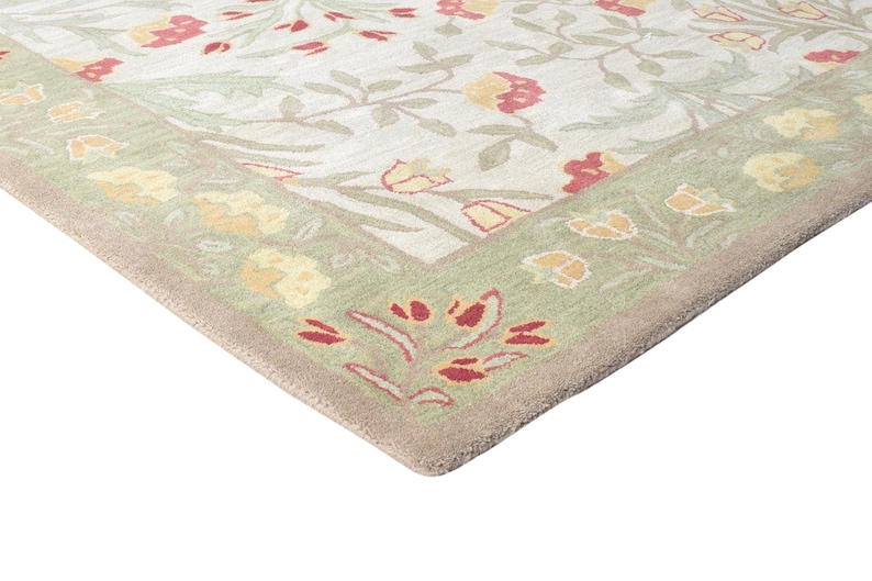Cottagecore Wool Rug, Botanical Floral Pattern (hand Tufted) - Etsy