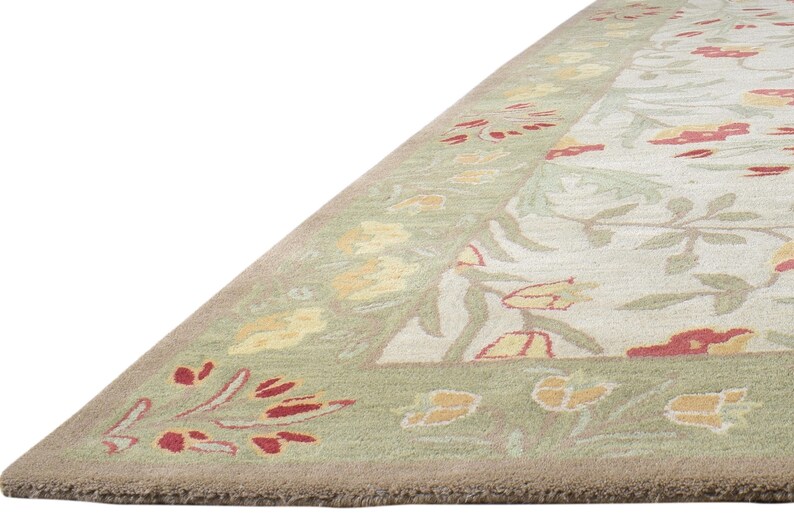 Cottagecore Wool Rug, Botanical Floral Pattern (hand Tufted) - Etsy